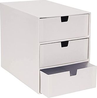 Bigso Box of Sweden BIGSO INGRID Schubladenbox für Dokumente und Bürobedarf - Schreibtisch Organizer mit 3 Schubladen - Ablagesystem aus Faserplatte und Papier - weiß