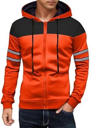 Generic LinRim Sweat à capuche pour homme - Veste de survêtement avec capuche - Pull à capuche avec fermeture éclair - Manches longues - Style sportif décontr