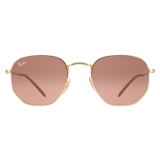 Ray-Ban Square Unisex Poliertes Gold Braun Gradient Sechseckig RB3548N