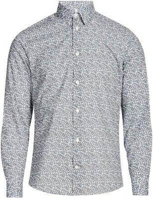 Au Printemps Paris Baumwollblumung Hemd - blau - blau