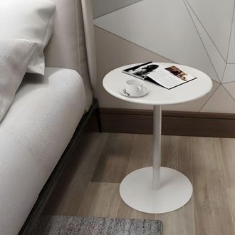 Generic Runder Beistelltisch Aus Metall Im Skandinavischen Stil Mit Säulenfuß for Wohnzimmer, Schlafzimmer, Büro, Schwarz(White,1 Piece)