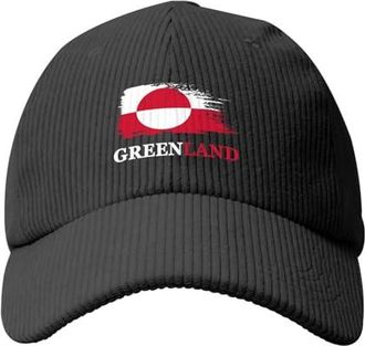 Generic Casquette De Baseball,Pinceau Groenlandais Drapeau du Groenland Velours Côtelé,Anti UV Casquette Baseball Respirant Chapeau De Golf pour Tennis Cyclis