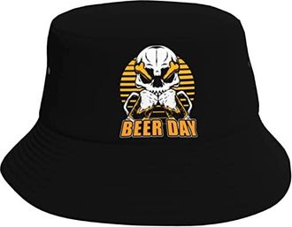 Generic Anti-UV Seau Chapeau Crâne du Jour de la bière Chapeaux de Soleil de Plage Personnalisé Beach Sun Hat pour Sports Vacances Hommes