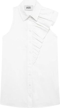 Alpha Studio Femme, Tops, Blanc, Taille: 42 FR Camicia in Popeline Incrispato