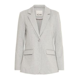 Ichi Graue Melange Blazer Jacke Langarm - - Jackets - Damen - Grau - L