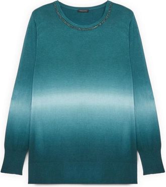 Fiorella Rubino Femme, Pulls, Bleu, Taille: 44 FR Pull ras du cou avec gradient