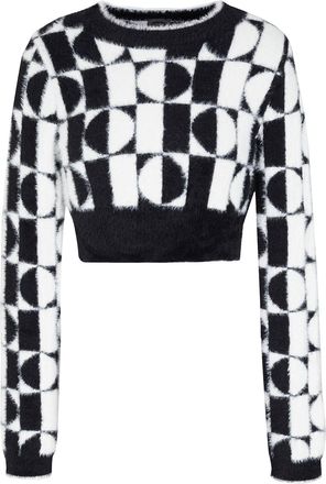 8 by YOOX FAUX FUR OPTICAL JACQUARD TOP