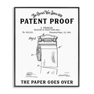 Stupell Industries Toilettenpapier geht über schwarz gerahmte Giclée-Kunst, Design von Lettered and Lined, 76,2 x 61 cm