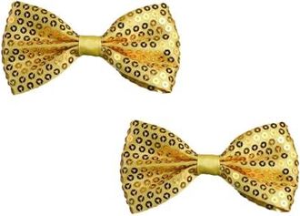 Generic Lot de 2 noeuds papillon &agrave; paillettes pour homme - Noeud papillon pr&eacute;-nou&eacute; - R&eacute;glables - Pour carnaval, No&euml;l, mariage, f&ecirc;te, dor&eacute; et dor&eacute;, taille uniq