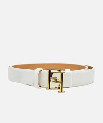 Elisabetta Franchi Femme, Accessoires, Blanc, Taille: XL Ceinture en cuir avec boucle