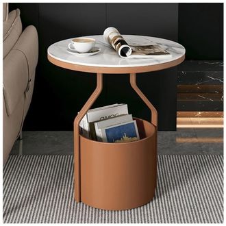 Generic Modern Metal End Side Table, Corner Coffee Table with Storage Basket,Multifunctional Accent Table Nightstand for Small Space Bedroom Office Living Roo