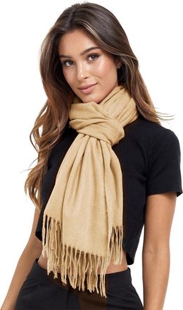 Glamexx24 Schal Damen Winterschal Langer Schal mit Fransen Baumwolle Warm Herbst Winter Unifarben Deckenschal und T&uuml;cher 200 x 74 cm