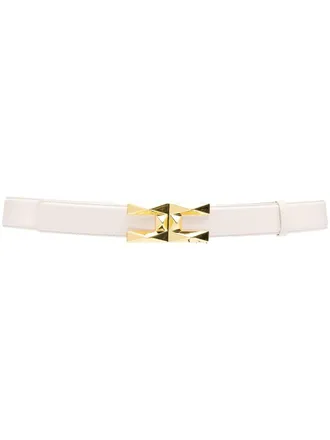 Elisabetta Franchi ceinture &agrave; boucle logo - Blanc