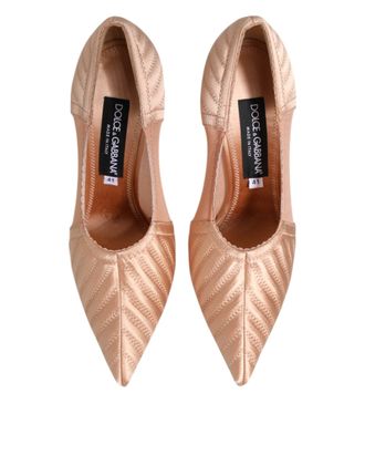 Dolce & Gabbana Womens Satin Mesh Stiletto Beige Silk Nylon Elastane