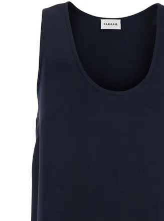 P.A.R.O.S.H. Womens Sleeveless Top, Blue Polyester Tops