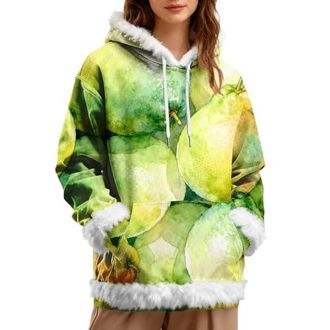 Generic Sweat &agrave; capuche &agrave; col rond en tissu &eacute;ponge pour femme | Surdimensionn&eacute; d&eacute;contract&eacute; &agrave; capuche pour femme, vert clair, 3XL