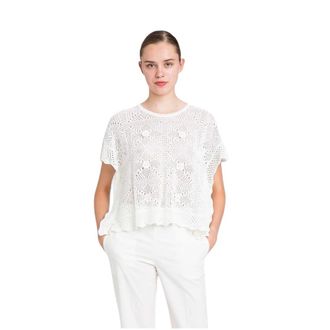 Twinset Femme, Pulls, Blanc, Taille: 40 FR Ensemble Haut en Jersey de Coton G&eacute;om&eacute;trique
