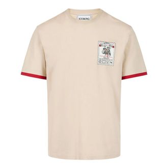 Iceberg Homme, Tops, Beige, Taille: M T-shirt en jersey de coton coupe droite