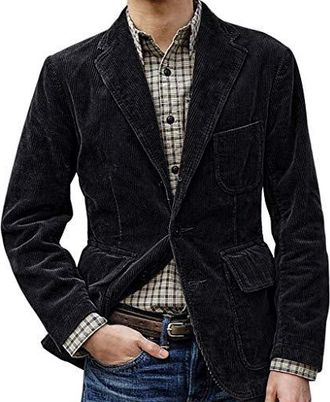 Generico Blazer rétro en velours côtelé décontracté avec poches et veste en velours côtelé pour homme Coupe droite Automne Veste en velours côtelé pour homme, 