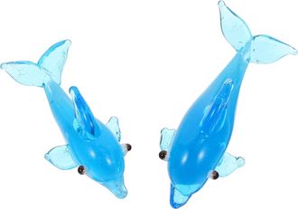 Milisten Glas Delfin Dekofigur 4X2.3X1.3 cm Maritime Skulptur Kleine Blaue Tierfigur F&uuml;r Wohnzimmer Und B&uuml;ro Dekoration