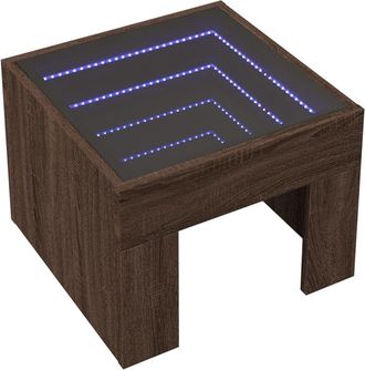 Generic Couchtisch mit Infinity-LED, Beistelltisch, Wohnzimmertisch, Kaffeetisch, Stubentisch, Sofatisch Modern f&uuml;r Wohnzimmer/B&uuml;ro(Grau Sonoma 70x50x30 cm) (