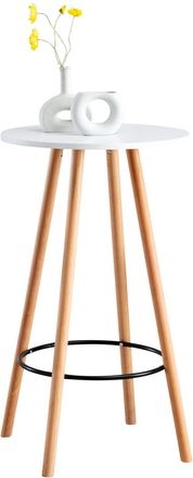 Clp Stehtisch Mijas Rund I Bartisch Im Skandinavischen Stil I Runder Bistrotisch I Partytisch Aus Buchenholz, Farbe:weiß, Gestell Farbe:Natur (rund)