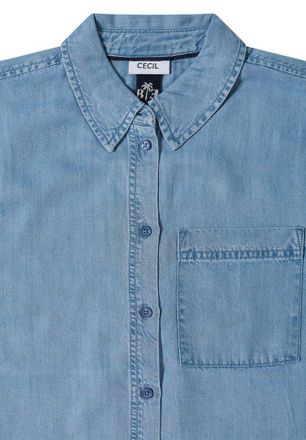 Cecil Klassische Bluse Kurzarm Hemdbluse im Denim-Look