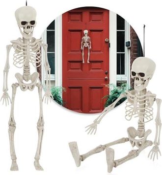 Com-Four 2X Squelette décoratif pour Halloween - Squelette en Plastique à Suspendre - Squelette avec Facteur Effrayant pour Halloween, Carnaval, soirées à thèm