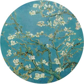 Reinders Glasbild, Van Gogh Mandelblüte, Wohnzimmer, Poster, Wanddeko, Glasbilder, Glas, Blau, Ø 70cm