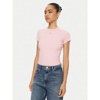 Tommy Jeans T-Shirt Essential DW0DW17383 Rosa Slim Fit