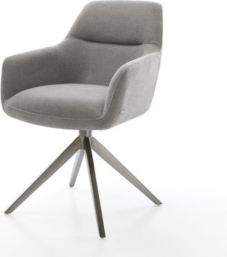 DELIFE Drehstuhl Pejo-Flex Strukturstoff Soft Grau Kreuzgestell breit Graphit 360&deg; drehbar Wippfunktion Taschenfederkern, Esszimmerst&uuml;hle