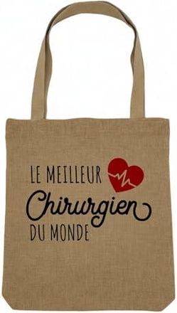 Fabulous Sac Shopping Tote Bag Aspect Lin - Le Meilleur Chirurgien du Monde Docteur Hopital - Sac de Courses Toile Epaisse 360g Beige Naturel Cabas Port&eacute; Epaul