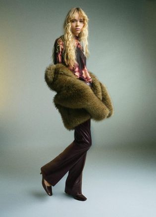 Mango Tie-Dye-Bluse mit Stehkragen bordeaux - Damen - S - MANGO