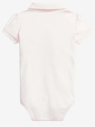 Polo Ralph Lauren Girls Cotton Bodysuit With Logo Pink Babygrow Sets