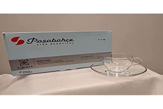 Pasabahce Basic V-Block Tassen mit Untertasse, 6 Stück