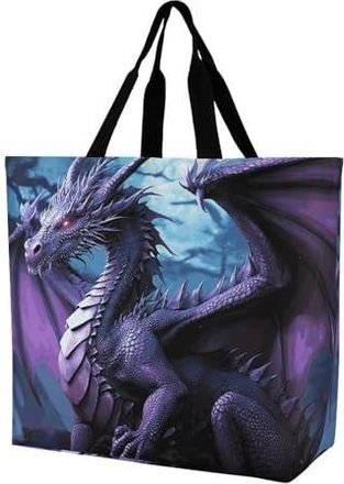 Generic Lune Pourpre Du Dragon Sac Courses L&eacute;ger Tote Bag Imperm&eacute;able Sac A Main Femme Pour Travail Gym Shopping
