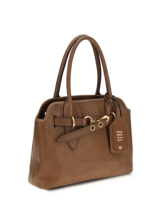 Miu Miu Womens Handbag Aventure Oak Brown Lambskin Handbags Hand Bags
