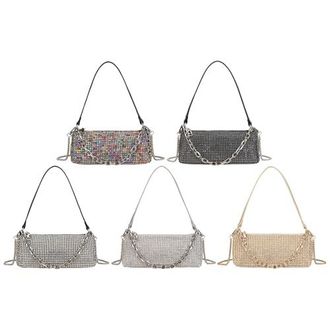 Generic Sac de soir&eacute;e en strass pour femmes avec bandouli&egrave;re en cha&icirc;ne pour f&ecirc;te de mariage (color&eacute;)