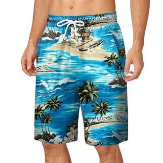 Generic Short de plage d&eacute;t&eacute; pour homme - Paysage d&eacute;t&eacute; insolite - Impression num&eacute;rique avec taille &eacute;lastique - Short de plage d&eacute;contract&eacute; et tendance - Pantalo
