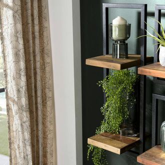 Macabane Macabane - sixtine - Étagère murale 2 plateaux teck recyclé marron structure métal noir