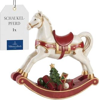 Villeroy & Boch Winter Collage Accessoires Schaukelpferd XL, charmante Deko-Figur f&uuml;r die Festtafel, Polyresin, bunt, 32,8 x 10,8 x 32,5 cm