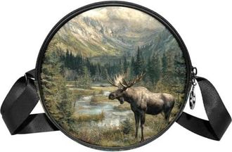 Generic Petit sac &agrave; bandouli&egrave;re Circle pour femme, petit sac &agrave; bandouli&egrave;re avec fermeture &eacute;clair, bretelles r&eacute;glables, sac &agrave; main rond d&eacute;contract&eacute; pour femmes