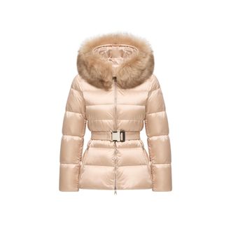 Moncler Moncler Doudoune Courte &Agrave; Bordure En Shearling Cupidones, Femme, Rose, Taille: 00