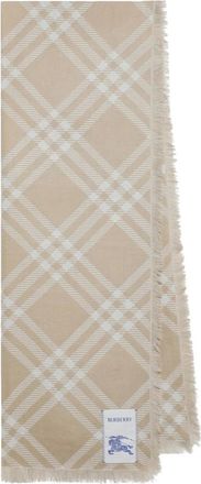 Burberry Femme, Accessoires, Beige, Taille: ONE Size Wide Check Wool Silk Scarf