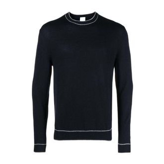 Eleventy Navy Blue Wool Stripe Sweatshirt - - Knitwear - Herren - Blau - 3XL