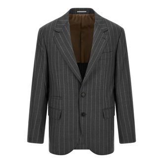 Brunello Cucinelli Chalk-Stripe Woll-Sakko - - Jackets - Herren - Grau - M