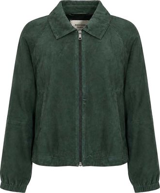 Max Mara Lederjacke - Dunkelgr&uuml;n