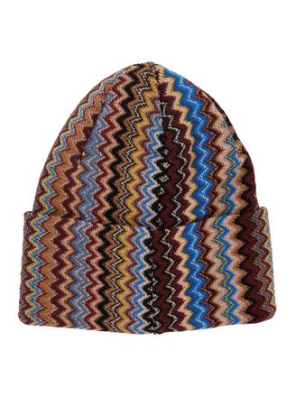 Missoni Mens Beanie Brown Wool Blend Acrylic Hat