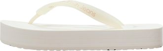 Calvin Klein Jeans Damen Flip Flops Beach Sandal mit Plateau, Weiß (Creamy White/Whisper Pink), 36