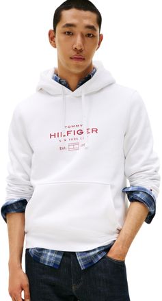 Tommy Hilfiger Herren Hoodie Oval Graphic mit Logo, Wei&szlig; (White), XXXL